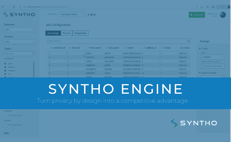 Syntho Engine Demo Synthetic Data Software